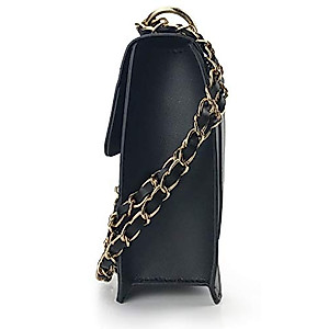 Women Chain Shoulder Handbag with Turn Lock Minimalist Flap Top Cross Body Bag Purse (Nude) Medium