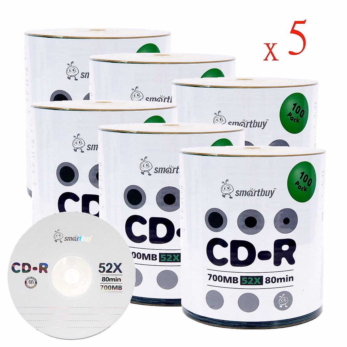 Smart Buy Logo CD-R 3000-Pack 700mb 52x Blank Data Recordable Discs, 3000 Disc, 3000pk