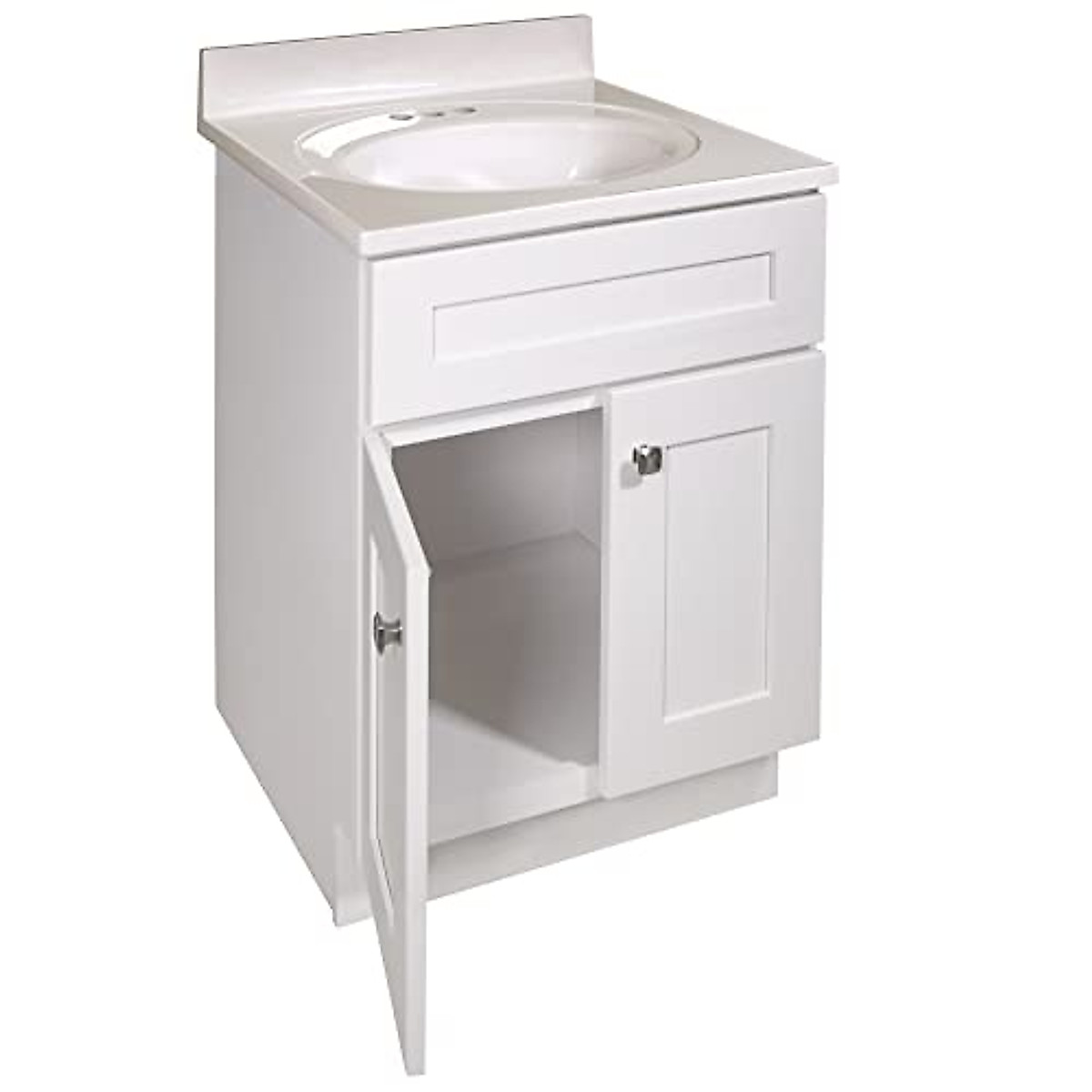 Design House 584870 Bath Shaker 2-Door Bathroom Vanity with Cultured Marble White Top, 4-Inch Centerset, 2 Piece