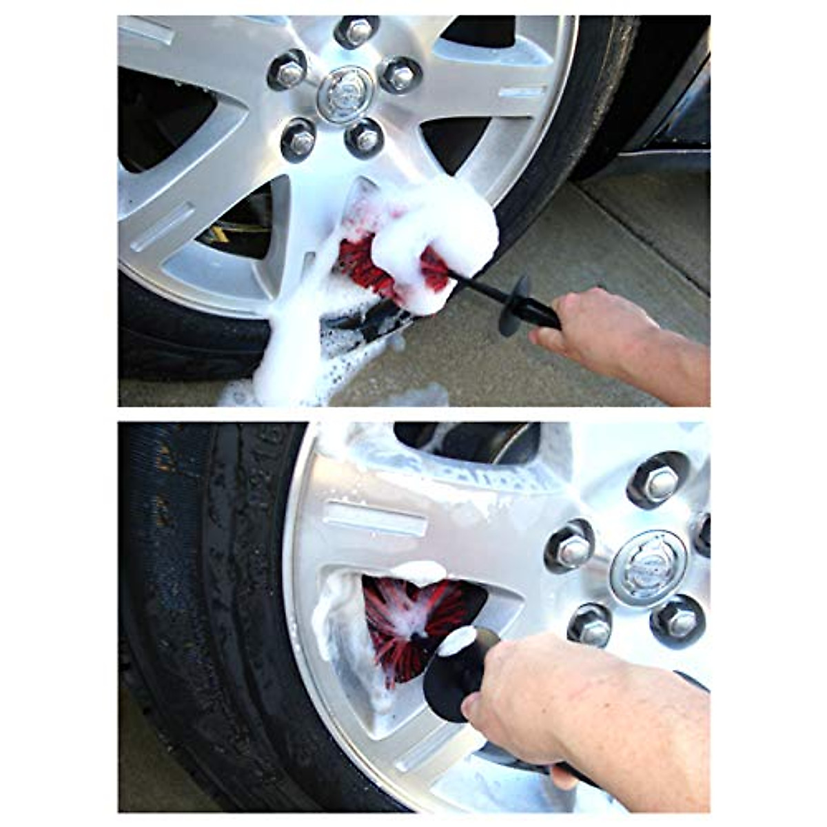 EZ Detail Brush Big - Red - Wheel Rim Cleaner for Cars, Bike, Trucks, Motorcycle, and Other Vehicles. Non-Scratch Auto Detailing Tool, Easily reaches Nook and Crannies