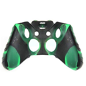 OSTENT Colorful Soft Silicone Protective Case Cover for Microsoft Xbox One Controller - Color Green and Black