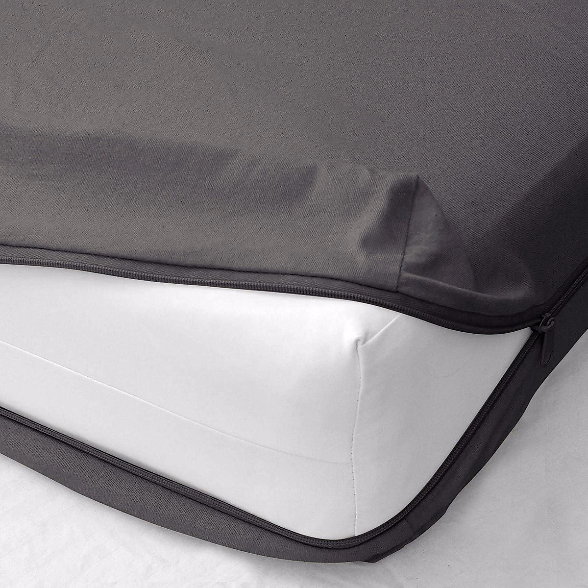 High Kotton 100% Egyptian Cotton Mattress Cover, 1000 Thread Counts, [6" Inch Deep Pocket] Twin XL Size, Dark Grey Solid, Zipper Around The Mattress