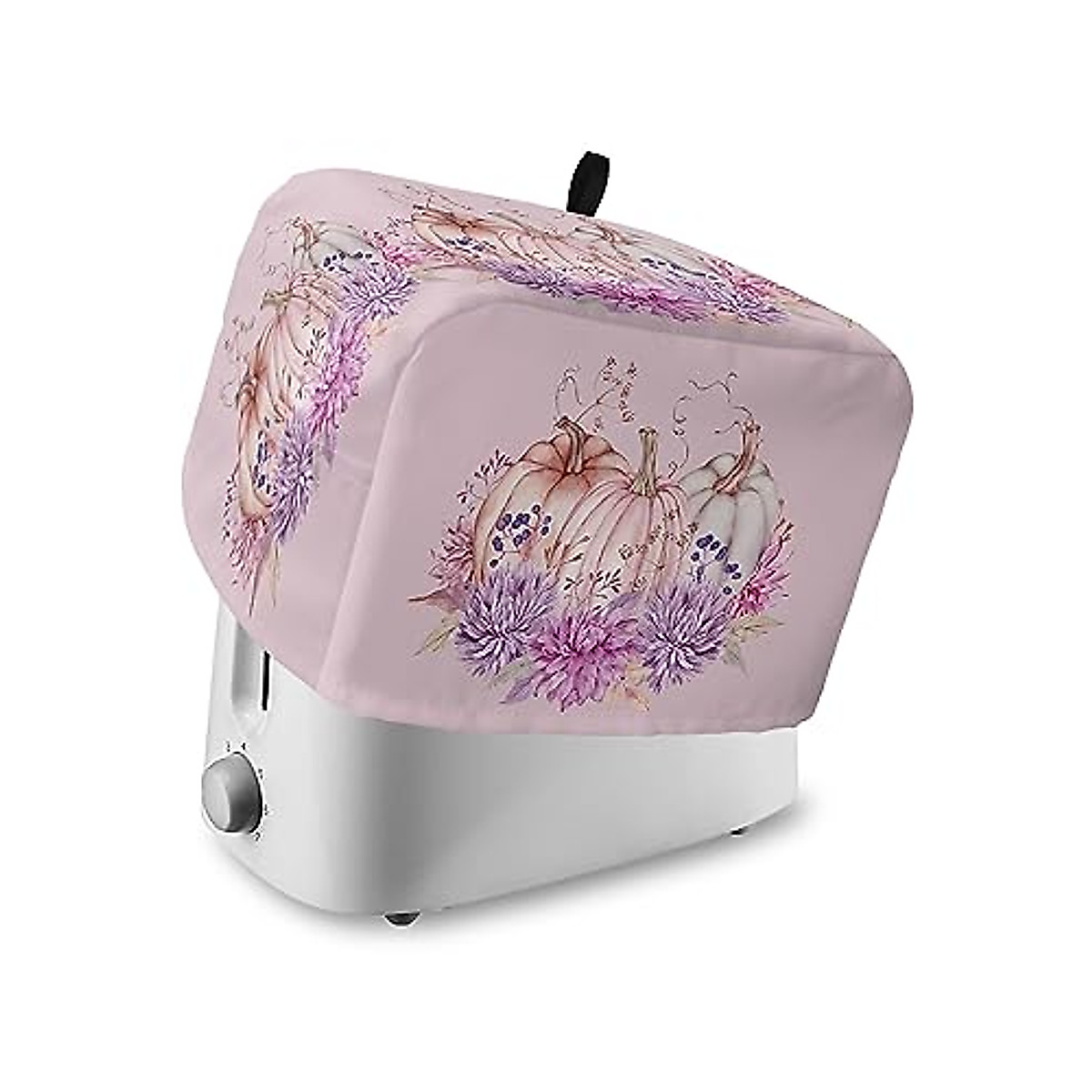 Toaster Dust Cover 2 Slice, Thanksgiving Pumpkin with Flowers Pink Texture Bread Maker Cover Toasters Covers for Fingerprint Protector Washable Kitchen Small Appliance Cover 12x7.5x8in