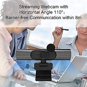 2K Webcam,Live Streaming Autofocus Dual Microphone Web Cam with Privacy Cover,110 Degree View Angle Web Camera for Video Calling, Recording, Conferencing, Gaming
