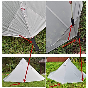 4 Person Tent Ultralight 15D Nylon Teepee Hot Tent with Fire Retardant Stove Jack for Flue Pipes with 2 Doors Snow Skirt