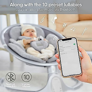 BabyBond Baby Swings for Infants, Bluetooth Infant Swing with Preset Lullabies, 5 Point Harness Belt, 5 Speeds and Remote Control - Portable Baby Swing for Indoor and Outdoor (New Version)