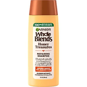 Garnier Whole Blends Honey Treasures Repairing Shampoo, with Sustainably Sourced Honey, For Dry, Damaged Hair, Travel Size, 3 Fl Oz, 1 Count (Packaging May Vary)