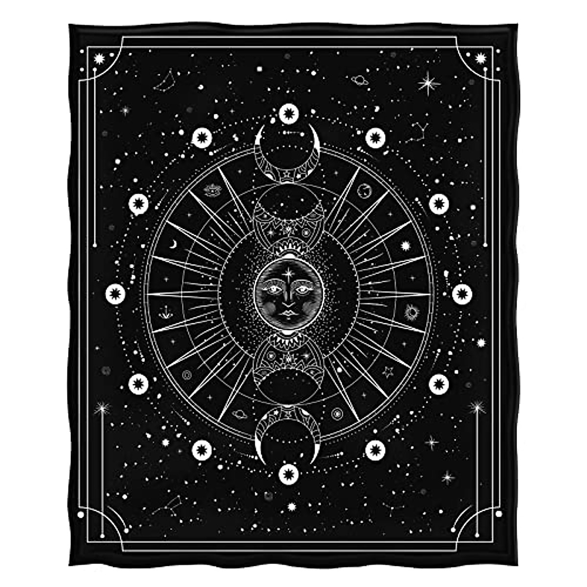 Levens Moon and Sun Blanket Gifts for Women Girls Mom, Space Psychedelic Decoration for Home Bedroom Living Room Office Dorm, Soft Comfort Lightweight Throw Blankets Black 50"x60"
