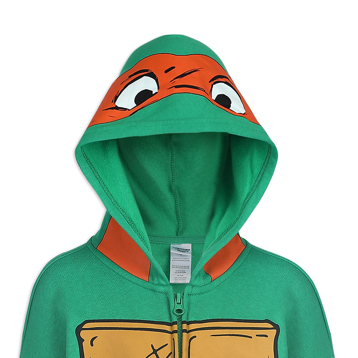 Nickelodeon Teenage Mutant Ninja Turtles Michelangelo Boys Zip Up Hooded Sweatshirt for Big Kids Green