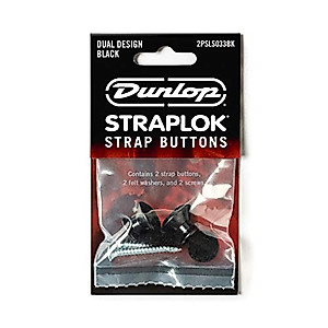 Jim Dunlop Straplok Dual Design Strap Button Set-Black-2/Set (2PSLS033BK)
