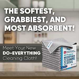 12" x 12" MW Pro Multi-Surface Microfiber Cleaning Cloths | Gray - 12 Pack | Premium Microfiber Towels for Cleaning Glass, Kitchens, Bathrooms, Automotive, Supplies & Products