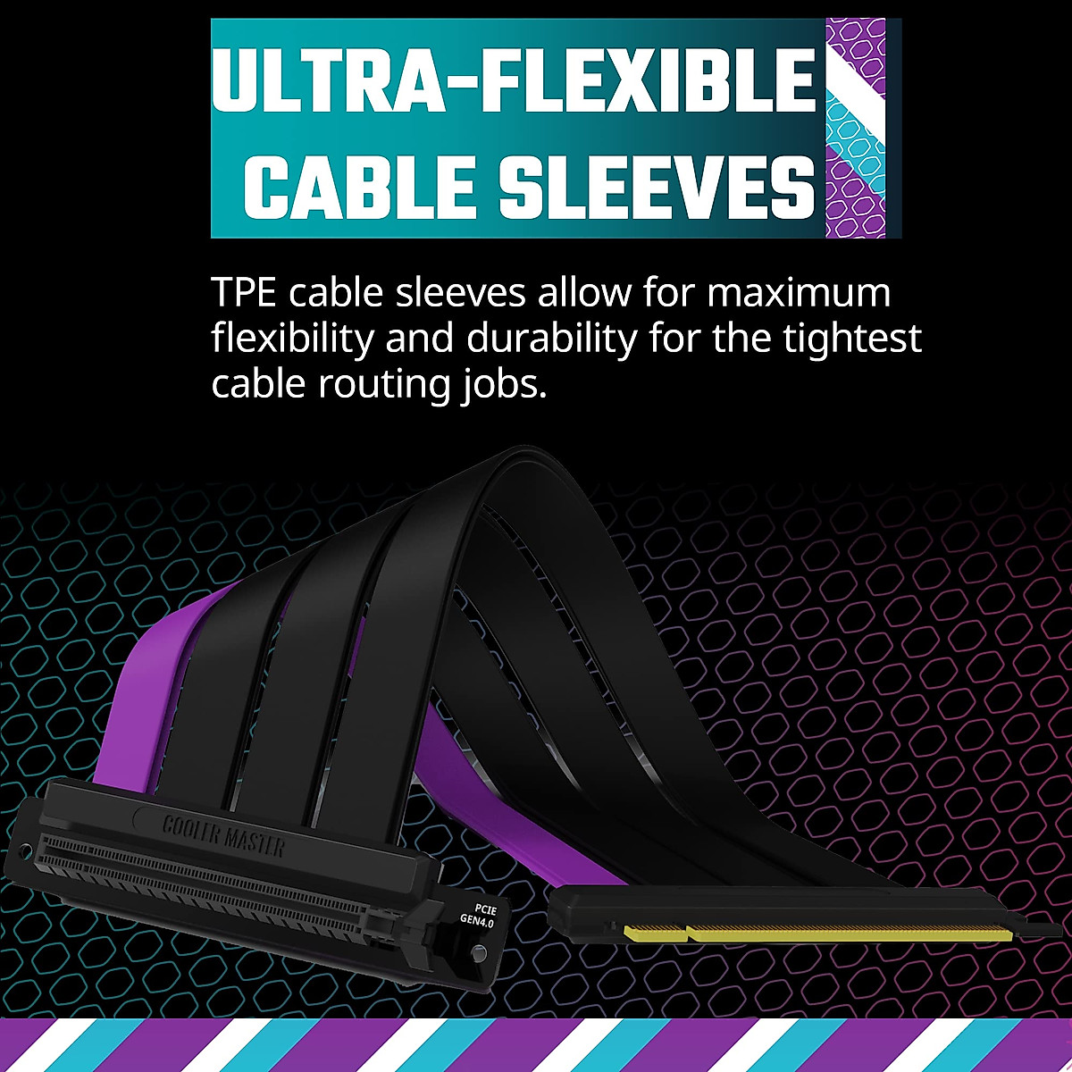 Cooler Master MasterAccessory Riser Cable PCIe 4.0 x16 200mm Black, PCIe 4.0 Compatible, EMI Shielded 30 AWG, Protective ABS Casing for Graphics Card (MCA-U000C-KPCI40-200)