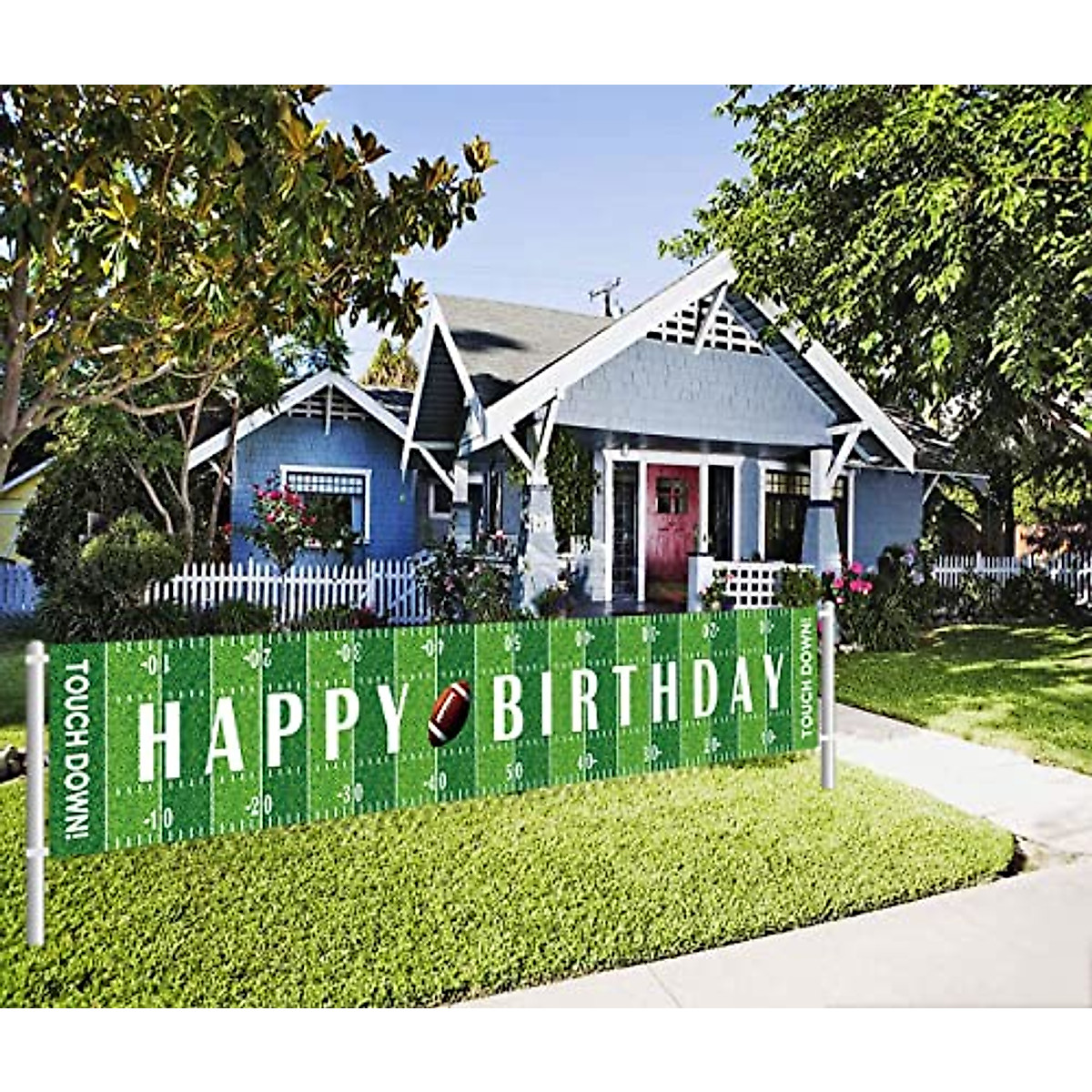 Large Football Happy Birthday Party Banner, Game Day Sports Party Decorations, Football Photo Backdrop Hanging Decorations(9.8 x 1.6 feet)