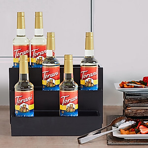 GOVOKOI Black Wood Coffee Syrup Rack Organizer, 3 Tier Separated Syrup Bottle Holder for Coffee Bar,12 Bottles(750ml) Storage Stand for Syrup, Wine, Dressing for Kitchen Coffee Station