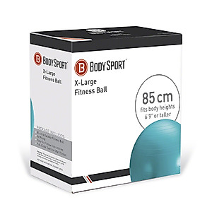 Body Sport Exercise Ball with Pump for Home Gym Balance Stability, Pilates, Core Strength, Stretching, Yoga, Fitness Facilities, Desk Chairs Teal 85cm