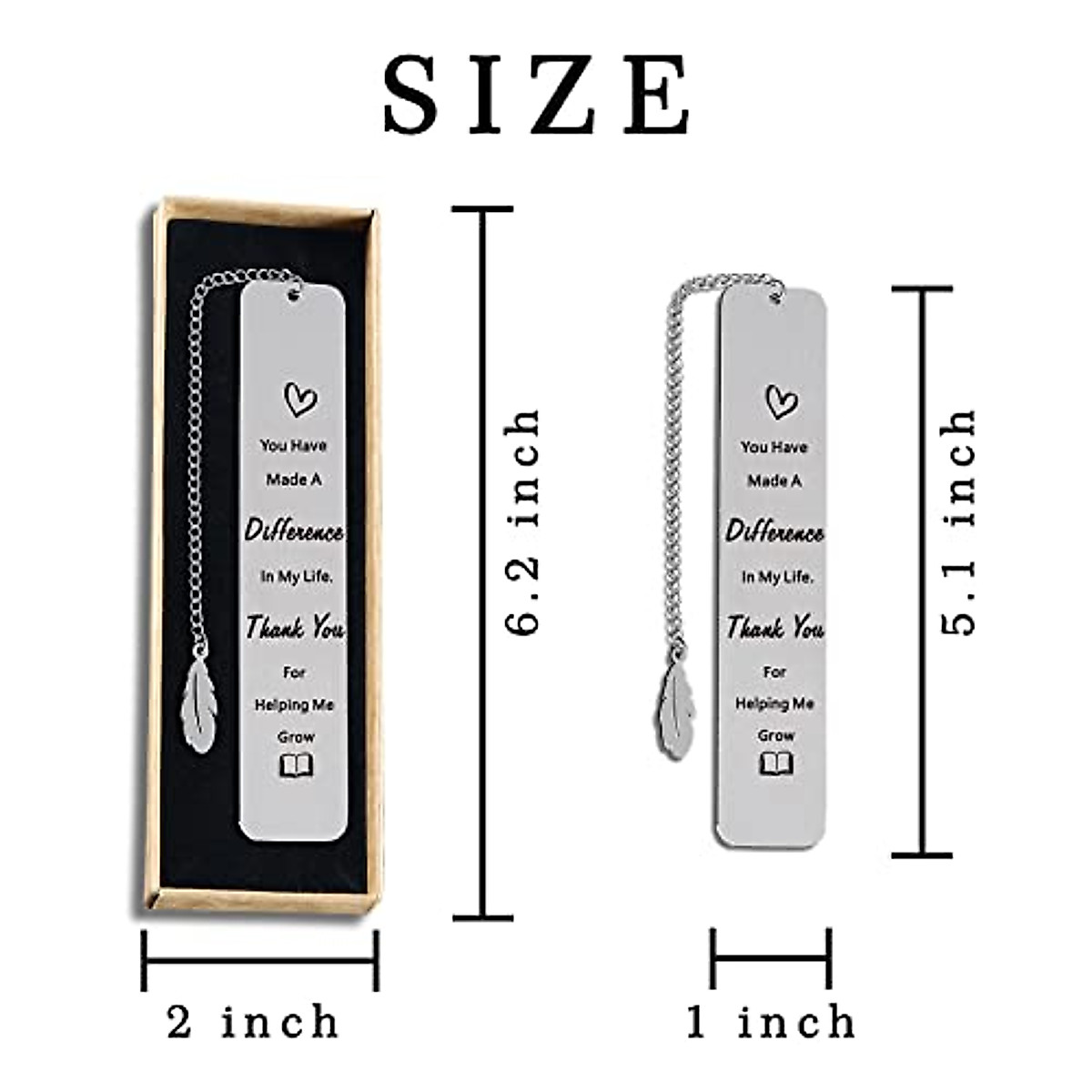 Appreciation Gifts for Teachers Mentor Teaching Assistant Boss Book Lovers Readers Thank You for Helping Me Grow Metal Bookmarks Appreciation Week First Last Day of School Graduations