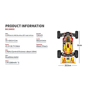 WLtoys 144010 144001 75KM/H 2.4G RC Car Brushless 4WD Electric High Speed Off-Road Remote Control Drift Toys for Children Racing 144010 1B 1500mah