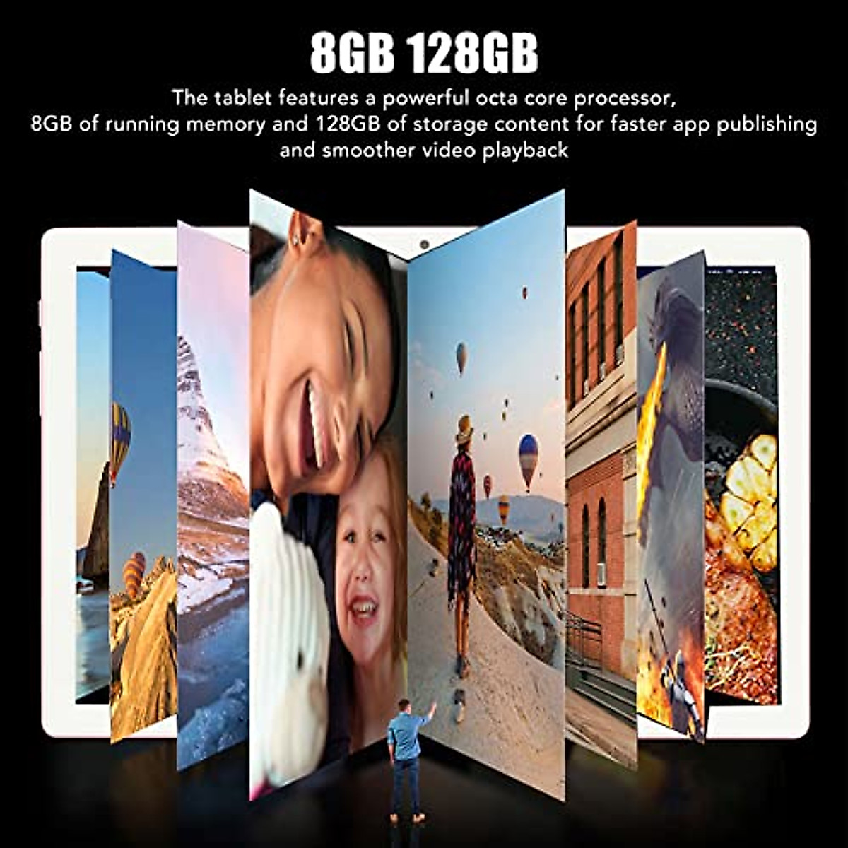 Gaming Tablet, 8800mAh 10.1 Inch Office Tablet 8GB RAM 128GB ROM for Study (US Plug)