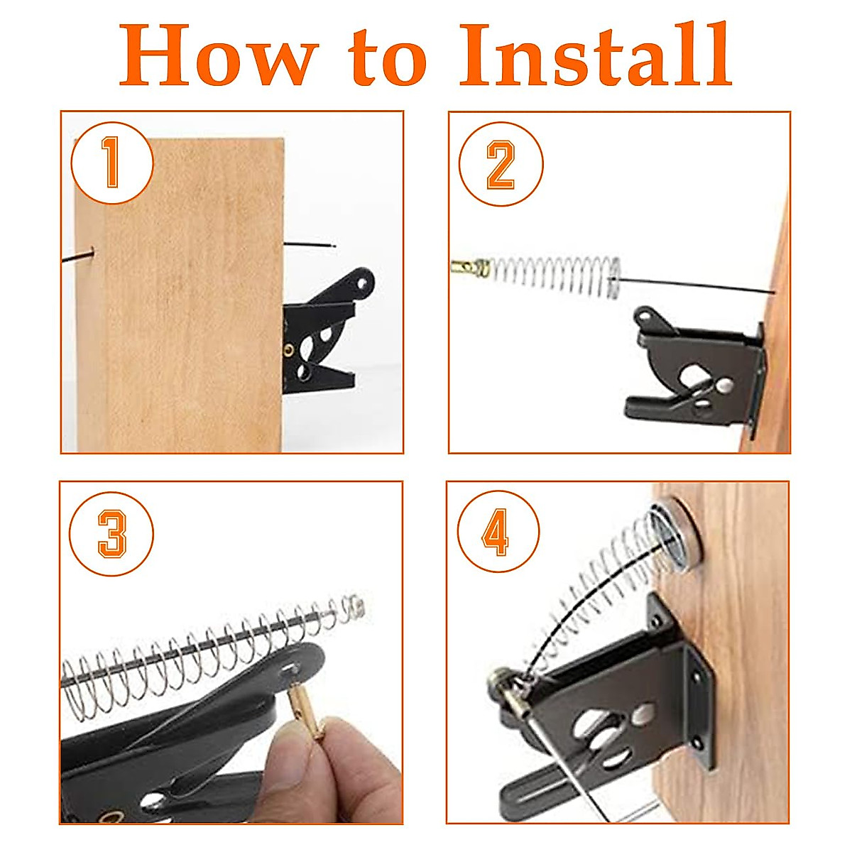 MARRTEUM Gate Latch Cable Pulls Kit, Black Spring Loaded Adjustable Gate Latch Cable Pull Gate Opener for Metal Wooden Fences Garden Backyard Door Fence Gate Opener (2 Sets)