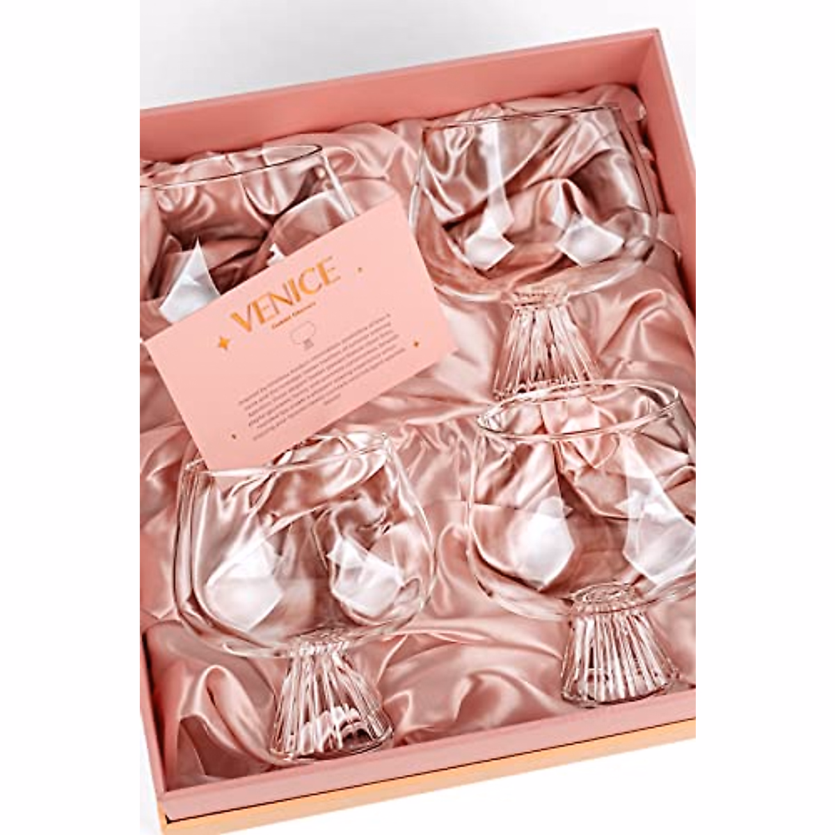 GLASSIQUE CADEAU Venice Goblet Cocktail Glasses for Gin Tonic, Aperol Spritz,Sangria | Modern Glassware Collection | Set of 4 | 17 oz Light Borosilicate Glass Balloons for Home Bar Drinks