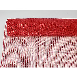 Floral Supply Online - 10 inch x 30 feet Red Metallic Mesh Ribbon. The Exclusive Metallic Red Mesh with A Unique Touch of Color and Sparkle.