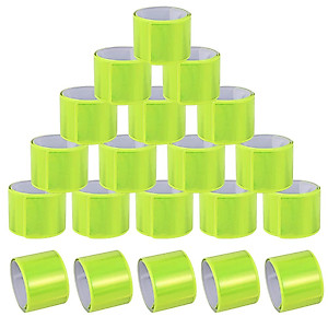 HEQUSigns 20 Pcs Reflector Snap Bands Fluorescent Slap Armbands Reflector Strips High Visibility Slap Safety Bands for Children Adults Boys and Girls When Cycling Running Jogging