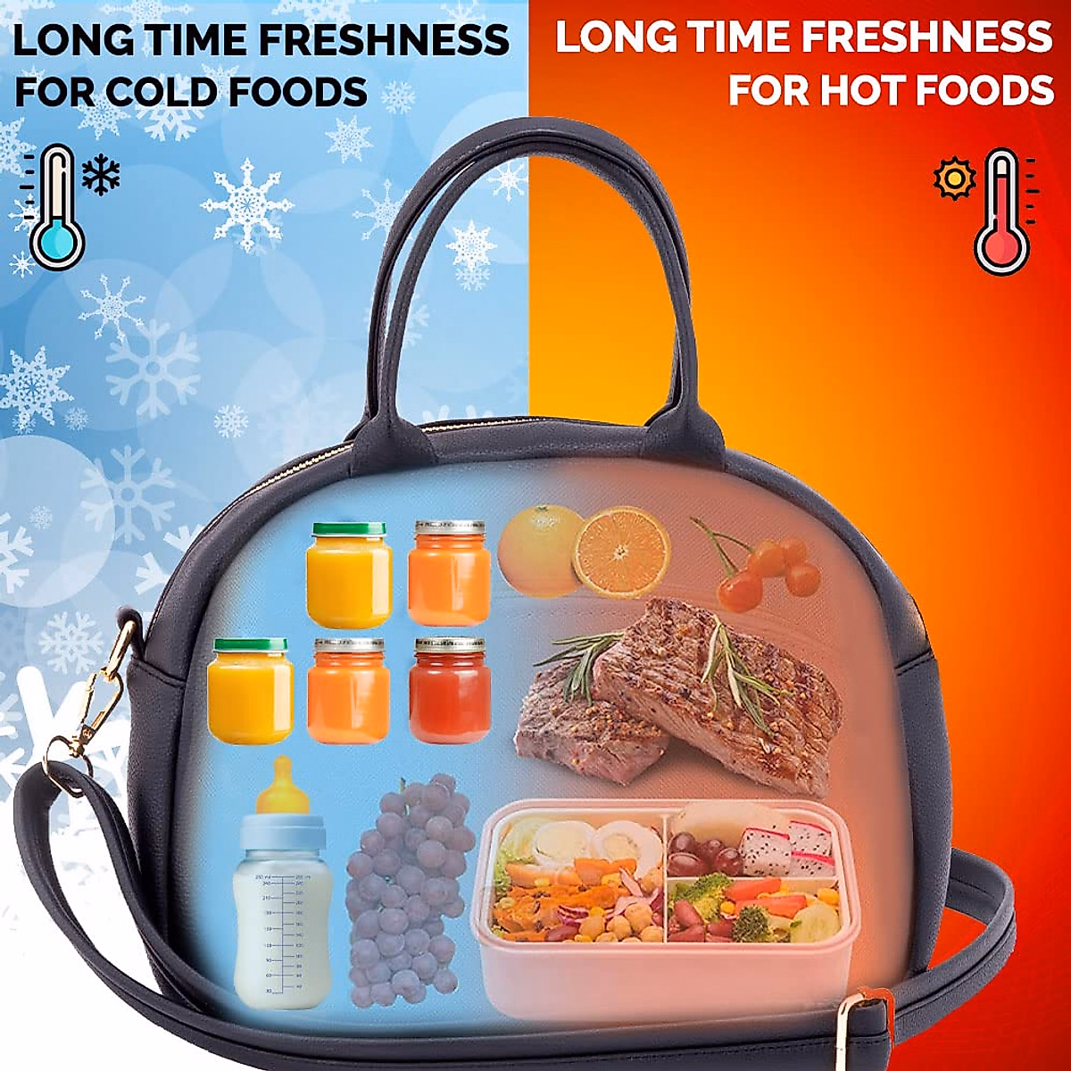 motheric Mona Vegan Leather thermal insulated cooler cute designer lunch Bag for women - lonchera para mujer - linch box - Baby lunchbox (Blush)