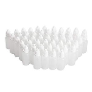 XINGZI 50PCS 15ml/0.5oz Empty Refillable Clear Plastic Dropping Bottles Portable Squeezable Dropper Container with Plugs and Screw Caps for Cosmetic Essential Oil
