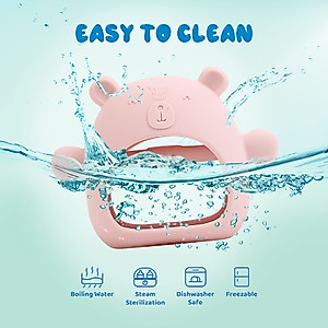 COZYPANDA Baby Teething Toys, Teething Toys for Babies 0-6 Months, Baby Teether for Teething Relief, Teething Pacifiers BPA Free, Bear(Pink)