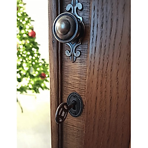 dophee 10Pcs Oval Stamped Antique Brass Decorative Keyhole Cover Plate, Keyhole Escutcheon Plate for Cabinet, Door, Dresser, Drawers, Desk Furniture Hardware