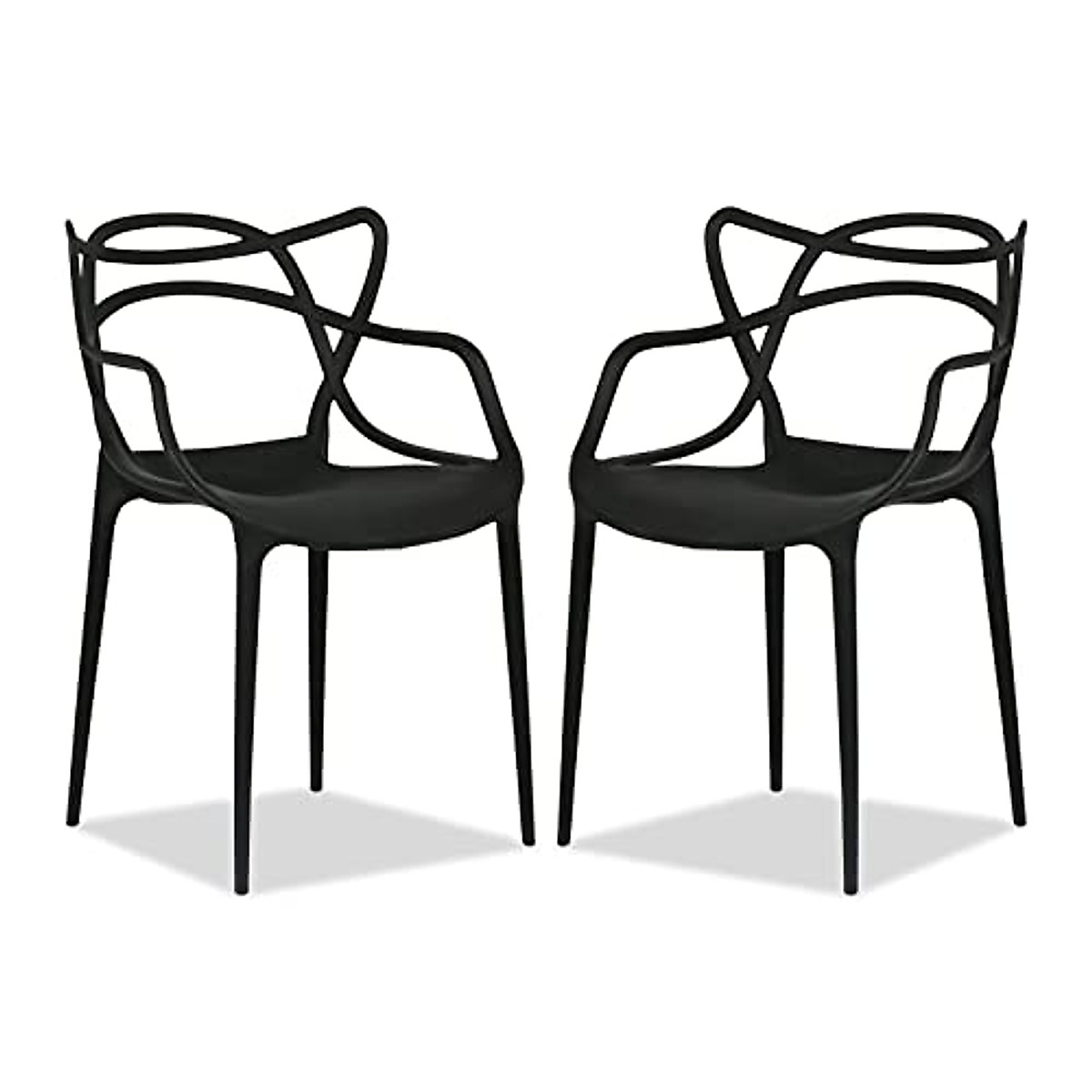 Aron Living Monte 18" Mid-Century Plastic Dining Chairs in Black (Set of 2)