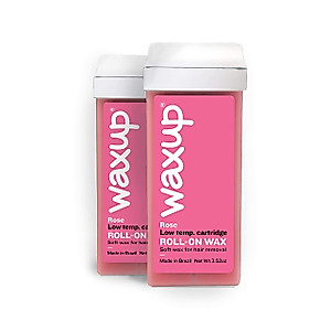 waxup Rose Roll On Wax 2 Pack and 100 Wax Strips, Hair Removal Wax Cartridge, Roller wax Refill for Waxing Kit.