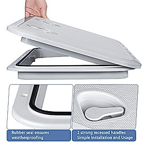 smartmarine 24"x14" Marine Boat Deck Hatch,Boat Access Hatch & Lid, Black/White (White)