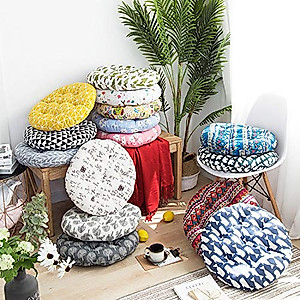 vctops Bohemian Soft Round Chair Pad Garden Patio Home Kitchen Office Seat Cushion Black White Diameter 16"