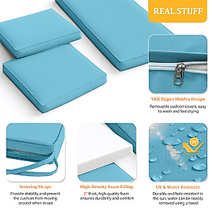 Pakunoda 3 Pack of Outdoor Seat Cushion Replacement Set Suitable for 4 Pieces of Wicker Rattan Furniture Terrace Guest Set Sofa Chair (36x18x2, 18x18x2), Only Cover