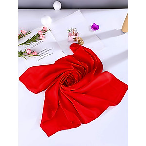 SATINIOR 3 pcs neck scarf Women Silk Chiffon Neck Scarf Square Scarf Satin Headscarf ascot Neck Scarves for Women(Red, 23.62 x 23.62 Inches)