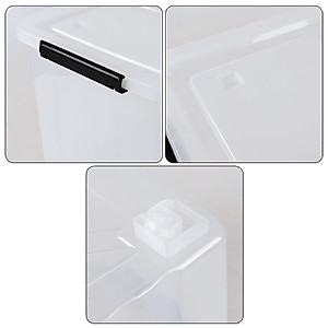 Oymlclivisa 4 Packs 50 Quart Clear Plastic Latching Box with Wheels, Plastic Storage Tote with Lid