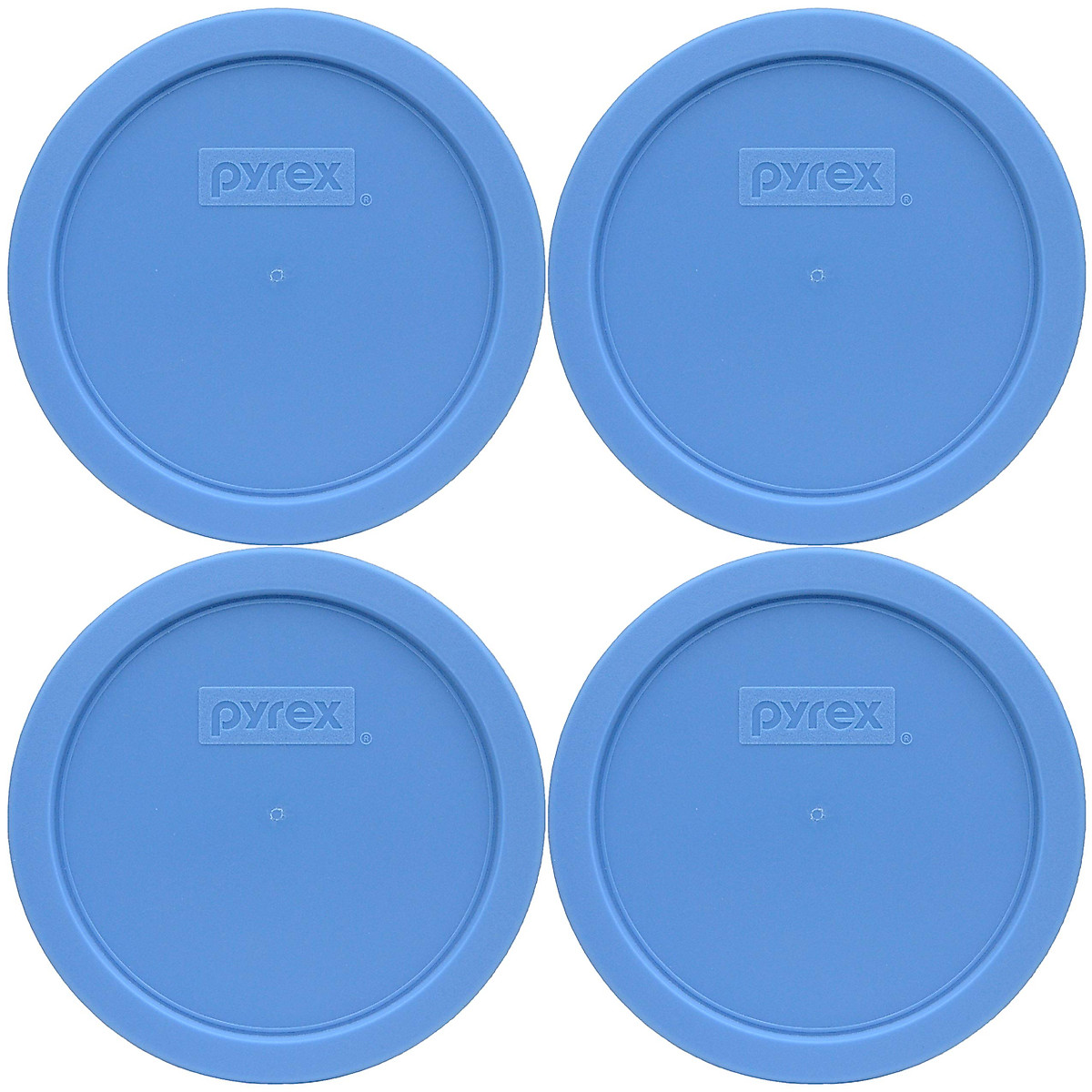 Pyrex 7401-PC Blue Cornflower Round Plastic Food Storage Replacement Lid - 4 Pack