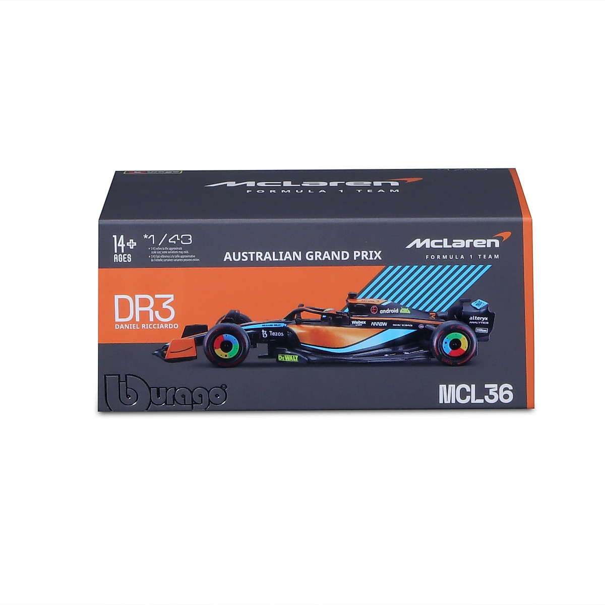 Bburago 1:43 Race McLaren Racing MCL36 (2022) w/ #4 Norris Driver