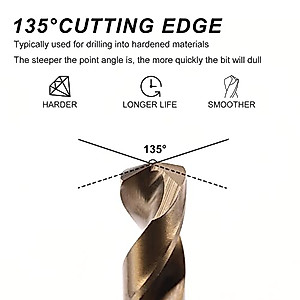 COMOWARE Cobalt Drill Bit Set, 115Pcs M35 High Speed Steel Twist Jobber Length for Hardened Metal, Stainless Steel, Cast Iron and Wood Plastic, 1/16"-1/2", with Metal Indexed Storage Case