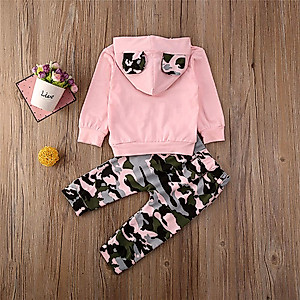 FYBITBO 2Pcs Baby Girls Fall Winter Clothes Mamas Bestie Hoodie Sweatshirt Tops & Camo Pants Outfits Clothing Sets (Pink Camo, 6-12 Months)