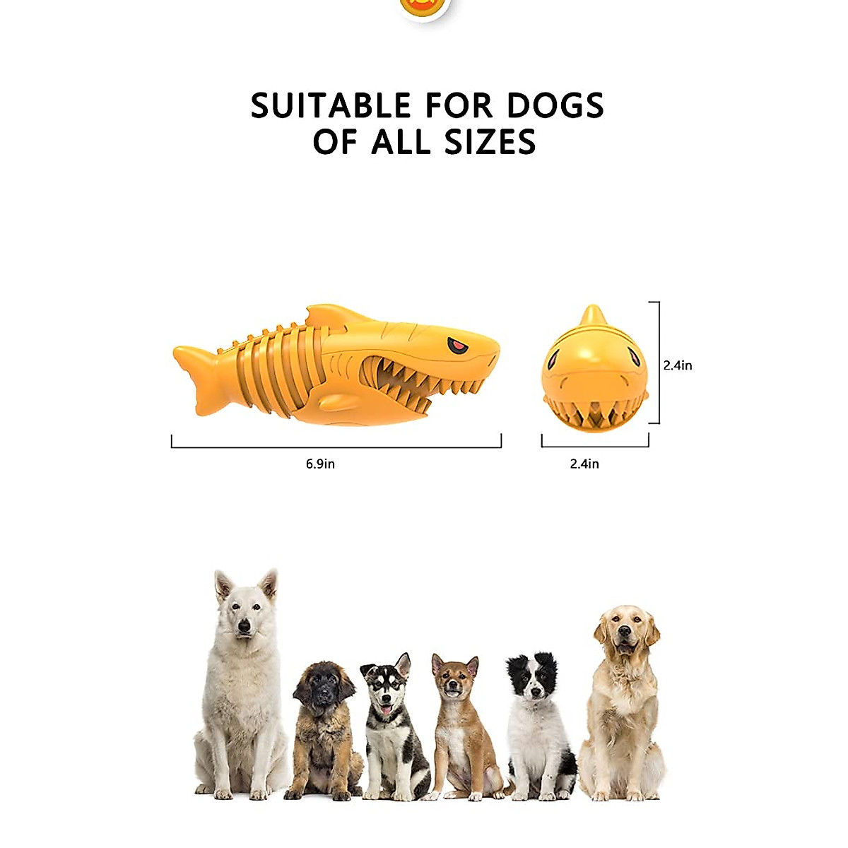 YYXTRADE Shark Chew Toy for Aggressive Chewers, Natural Rubber Dog Toys for Medium Large Breeds, Dental Care Teeth Cleaning, Indestructible Dog Toys