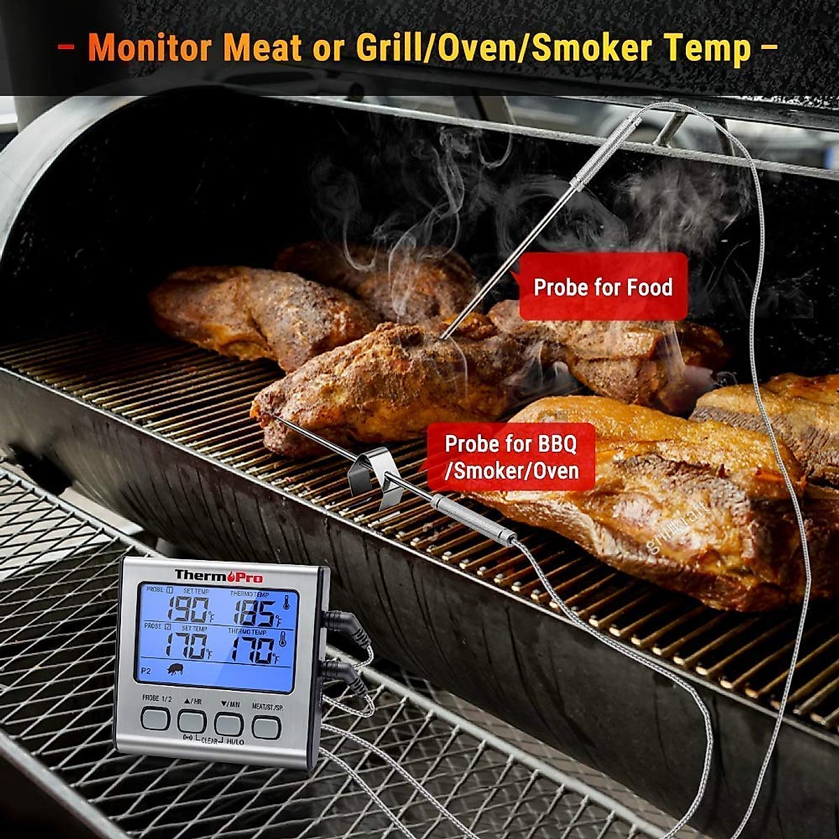 ThermoPro TP-17 Dual Probe Digital Cooking Meat Thermometer + ThermoPro TP610 Dual Probe Instant Read Meat Thermometer