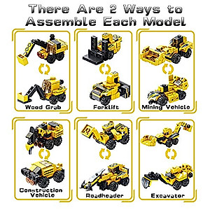 VATOS STEM Building Toys, 573 PCS Robot STEM Toys for 6 Year Old Boys 25-in-1 Engineering Building Bricks Construction Vehicles Kit Building Blocks Best Gifts for Kids Aged 6 7 8 9 10 11 12 Yr Old