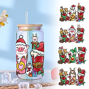 UV DTF Cup Wrap Transfer Sticker for Glass Coffee Cups,Anmial UV DTF Cup Wrap Transfer Cup Stickers Clear Film Transfer Paper Mug Stickers Waterproof DIY Rub on Transfers for Crafts Decals