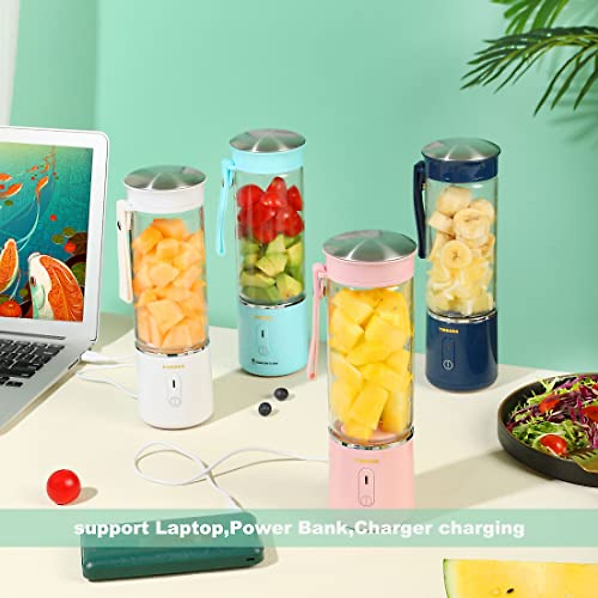 TIKBABA Personal size Blender for Shakes and Smoothies,400ml(Lake Blue)