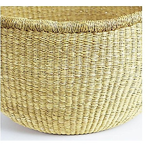 Hands Craft Fair Trade Ghana Bolga African Dye-Free Market Basket Natural Baskets (11"-13" Medium)