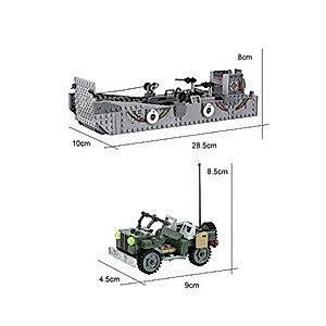 General Jim's WW2 Military Landing Craft Brick Building Toy Set Comes with Vehicle Building Blocks World War 2 Model Set for Teens and Adults