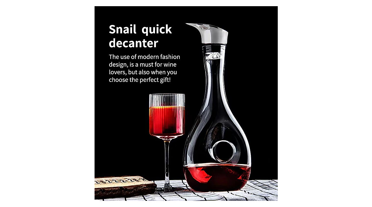 Hand Blown Crystal Wine Decanter with Aerator