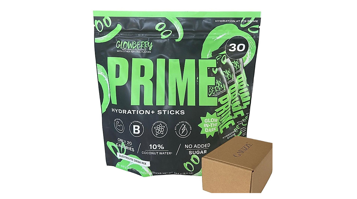 Prime Hydration+ Electrolyte Drink Mix Sticks Glowberry 30 Pack
